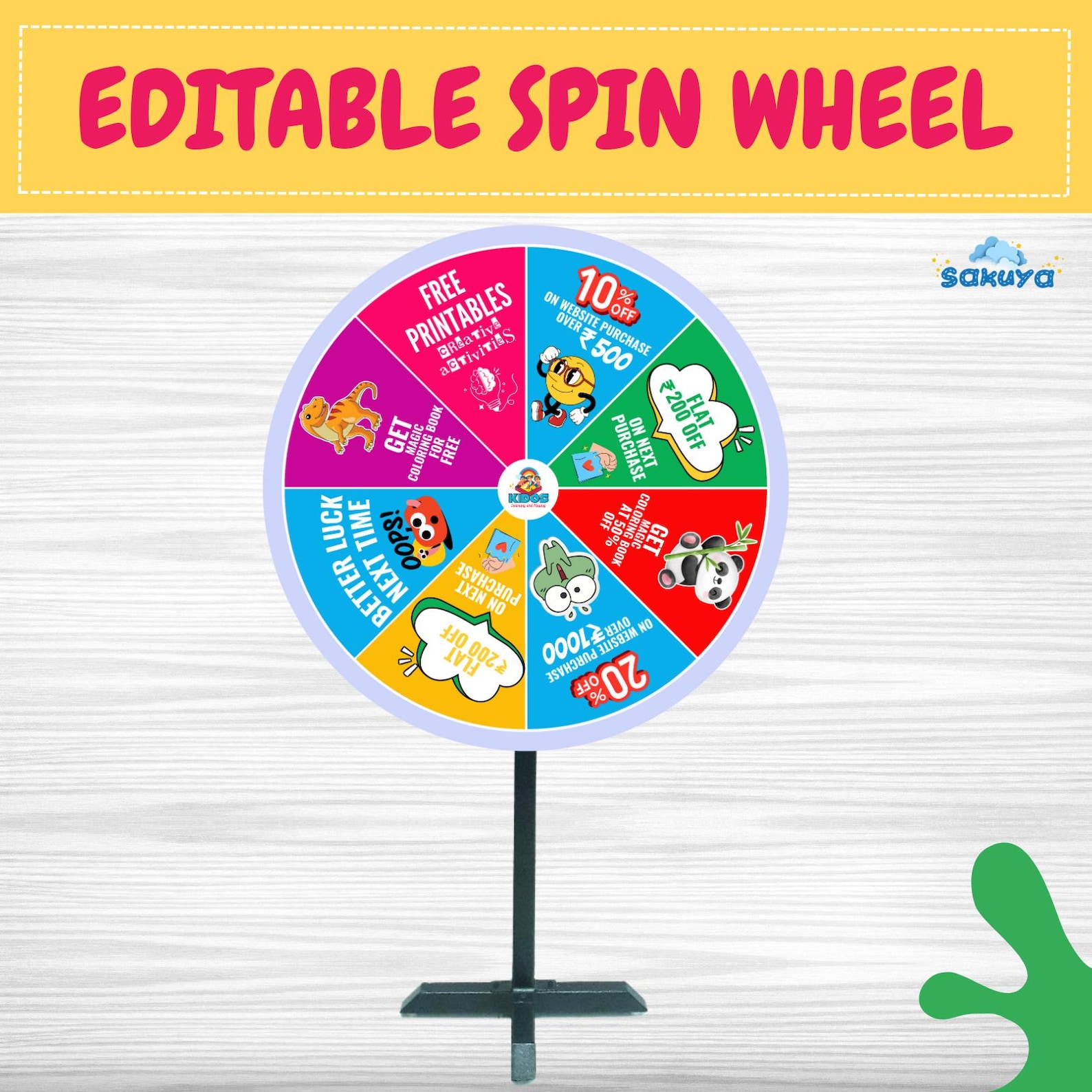 Editable Spin the Wheel Template for Kids Party Game DIY Fun ...