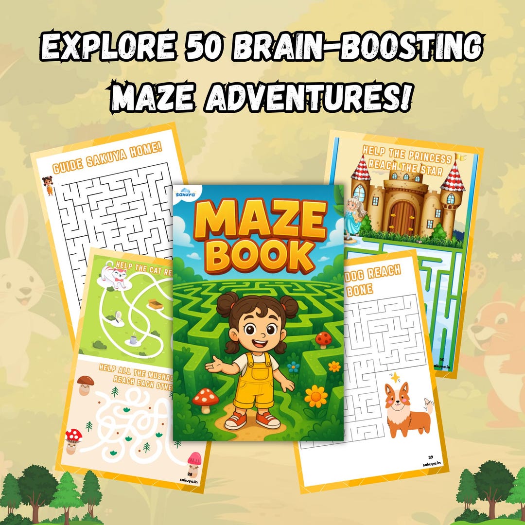 Puzzle Maze Activity Book for Kids | Fun Maze Game | Labyrinth Maze ...