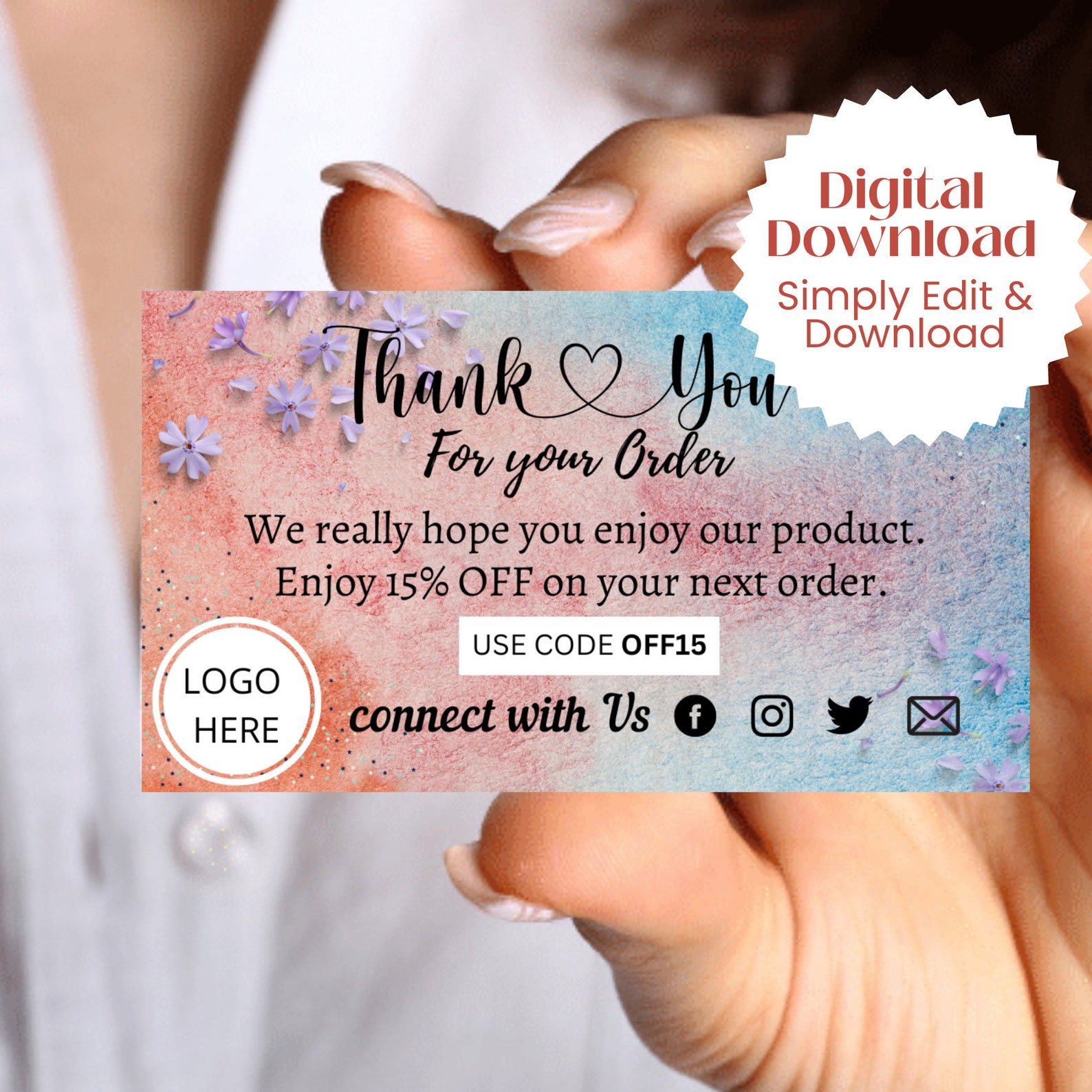 Editable Thank You Card for Packing Inserts - Customizable Canva ...