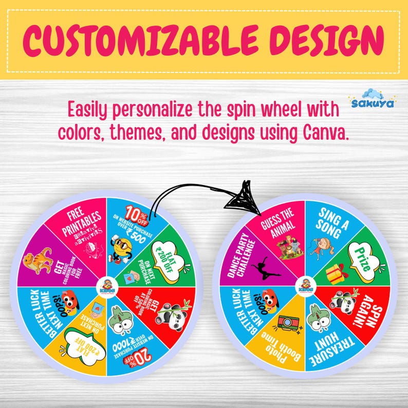 Editable Spin the Wheel Template for Kids Party Game DIY Fun ...