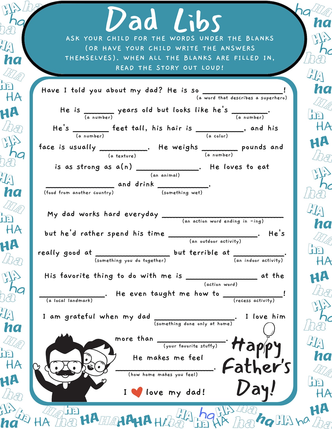 Father's Day - Dad Libs - Etsy