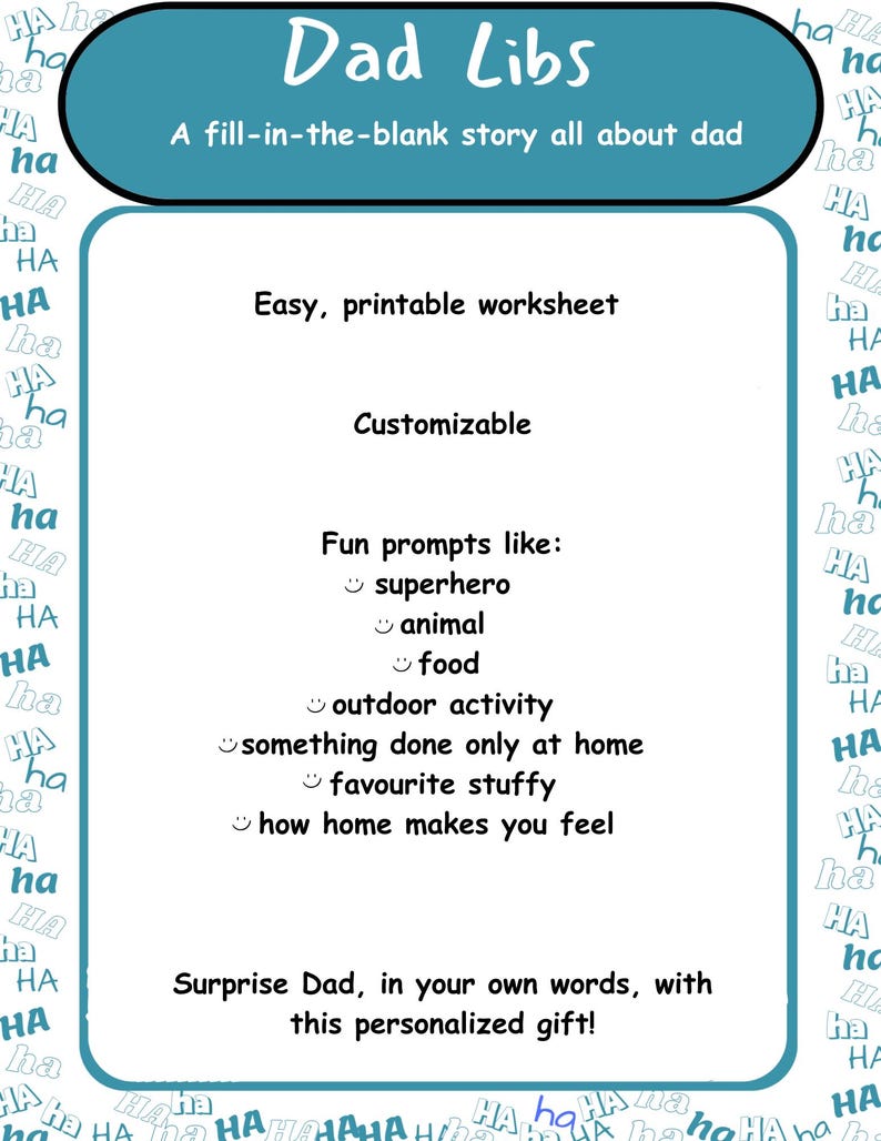 Father's Day - Dad Libs - Etsy