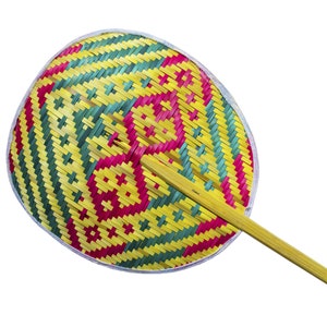 Thai Traditional Handmade Weaving Bamboo Hand Fan Colourful Weave ...