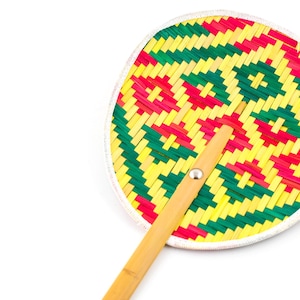 Thai Traditional Handmade Weaving Bamboo Hand Fan Colourful Weave ...