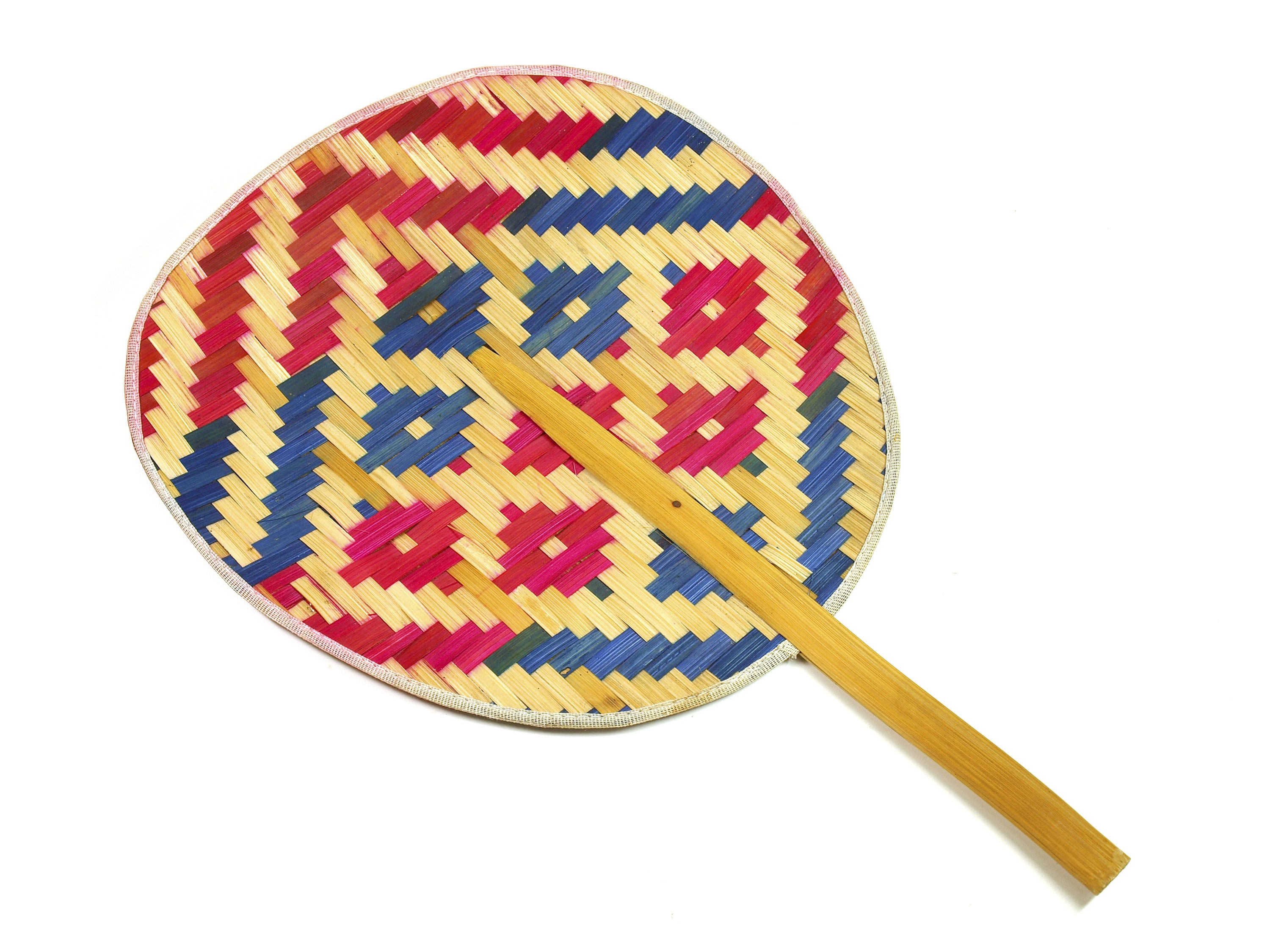 Thai Traditional Handmade Weaving Bamboo Hand Fan Colourful Weave ...