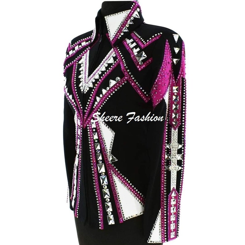 SF011 Show Jacket Pink,white With Black Base Showmanship, Horsemanship ...