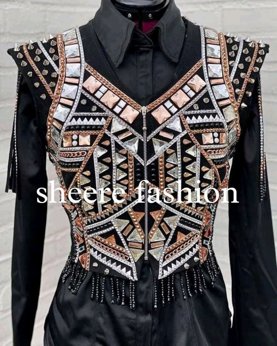 SF037 Show Vest White,golden With Black Base Showmanship, Horsemanship ...