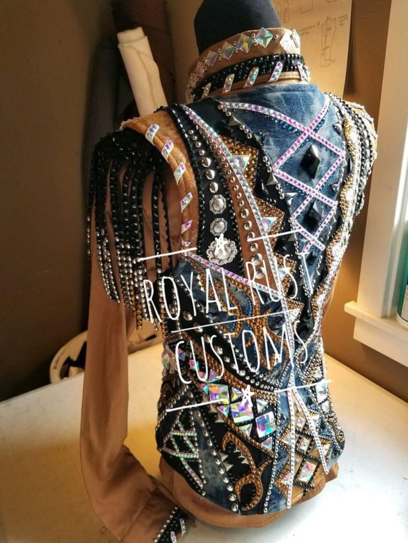 Show Vest Black, Blue With Teal Base Showmanship, Horsemanship, Western ...