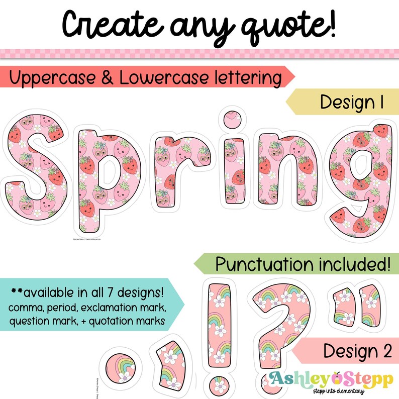 Spring Bulletin Board Letters A-Z | Strawberry Theme (PDF Pattern) - Etsy