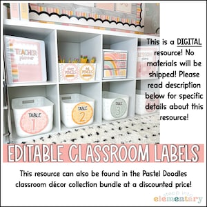 Pastel Doodles Classroom Labels Set | Teacher Organization | Trendy ...