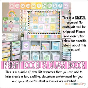 Bright Doodles Classroom Decor | Trendy + Simple Classroom Decor 4,000 ...