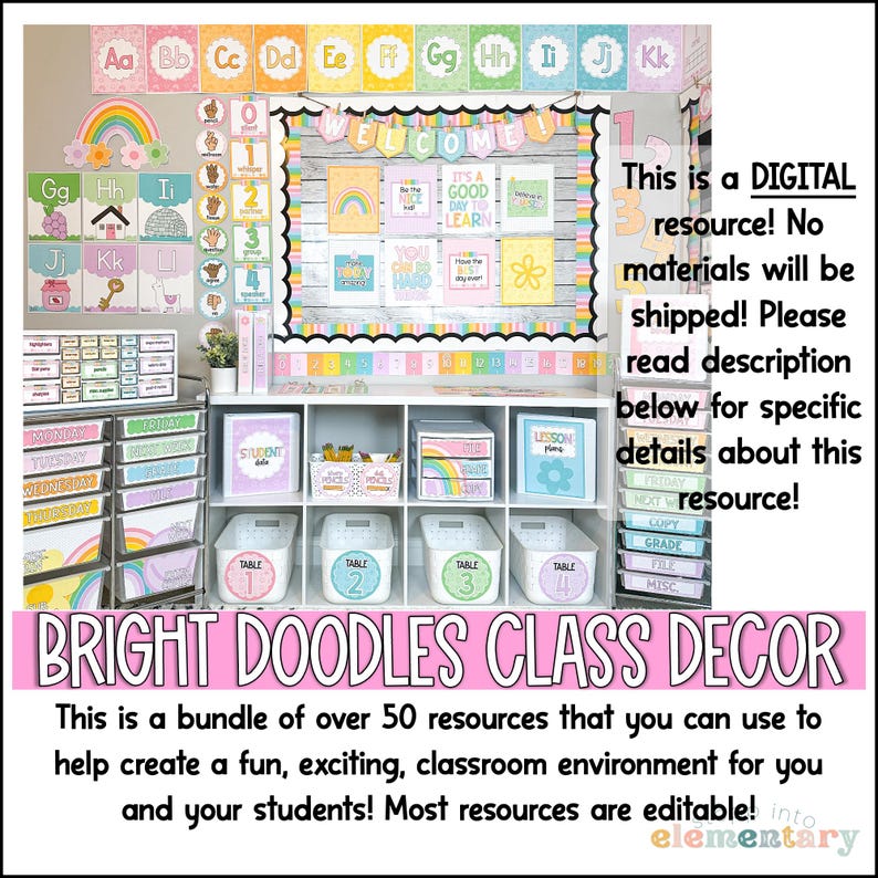 Bright Doodles Classroom Decor | Trendy + Simple Classroom Decor 4,000 ...