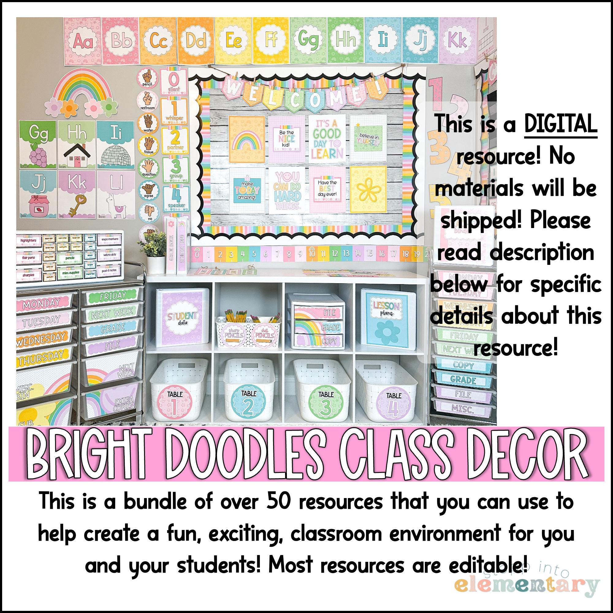 Bright Doodles Classroom Decor | Trendy + Simple Classroom Decor 4,000 ...