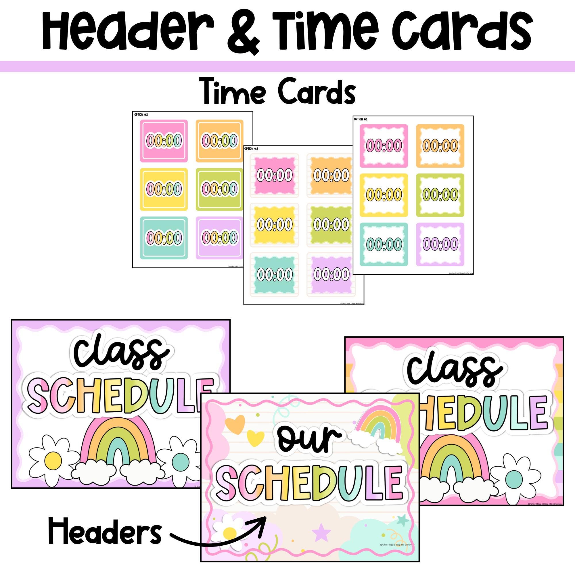 Cutesy Brights Daily Schedule Display & Cards | Editable | Bright ...