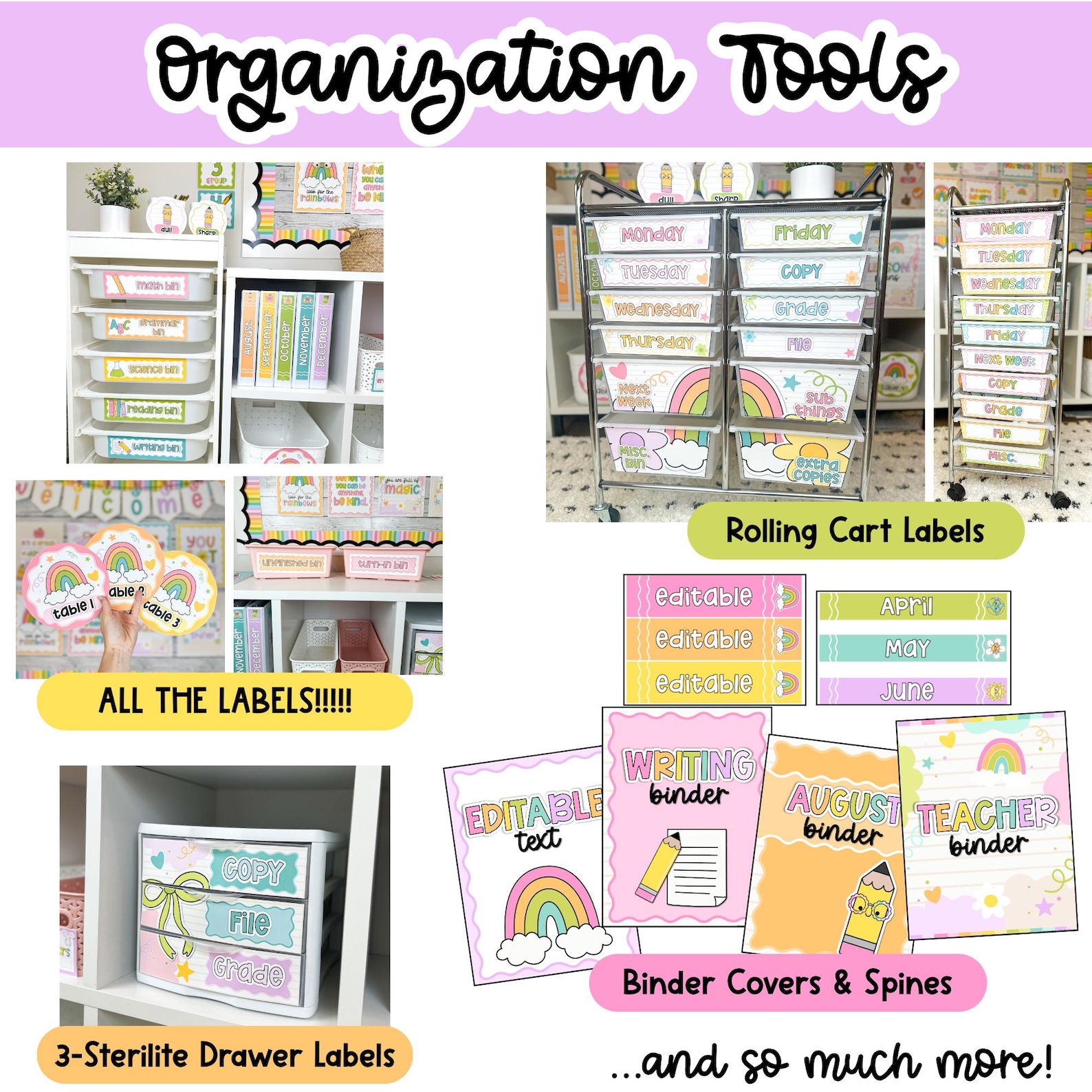 Cutesy Brights Classroom Decor MEGA Bundle | Pastel & Bright, 50 ...