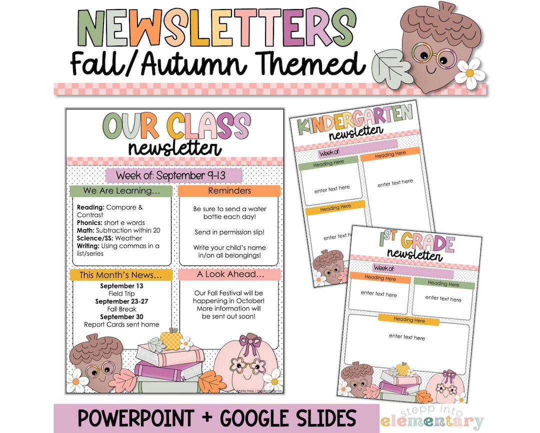 Fall Classroom Newsletter Templates | Editable Calendar (digital ...