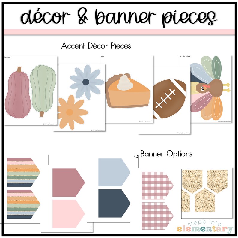 Neutral Thanksgiving Bulletin Board Kit | Classroom Decor (digital ...