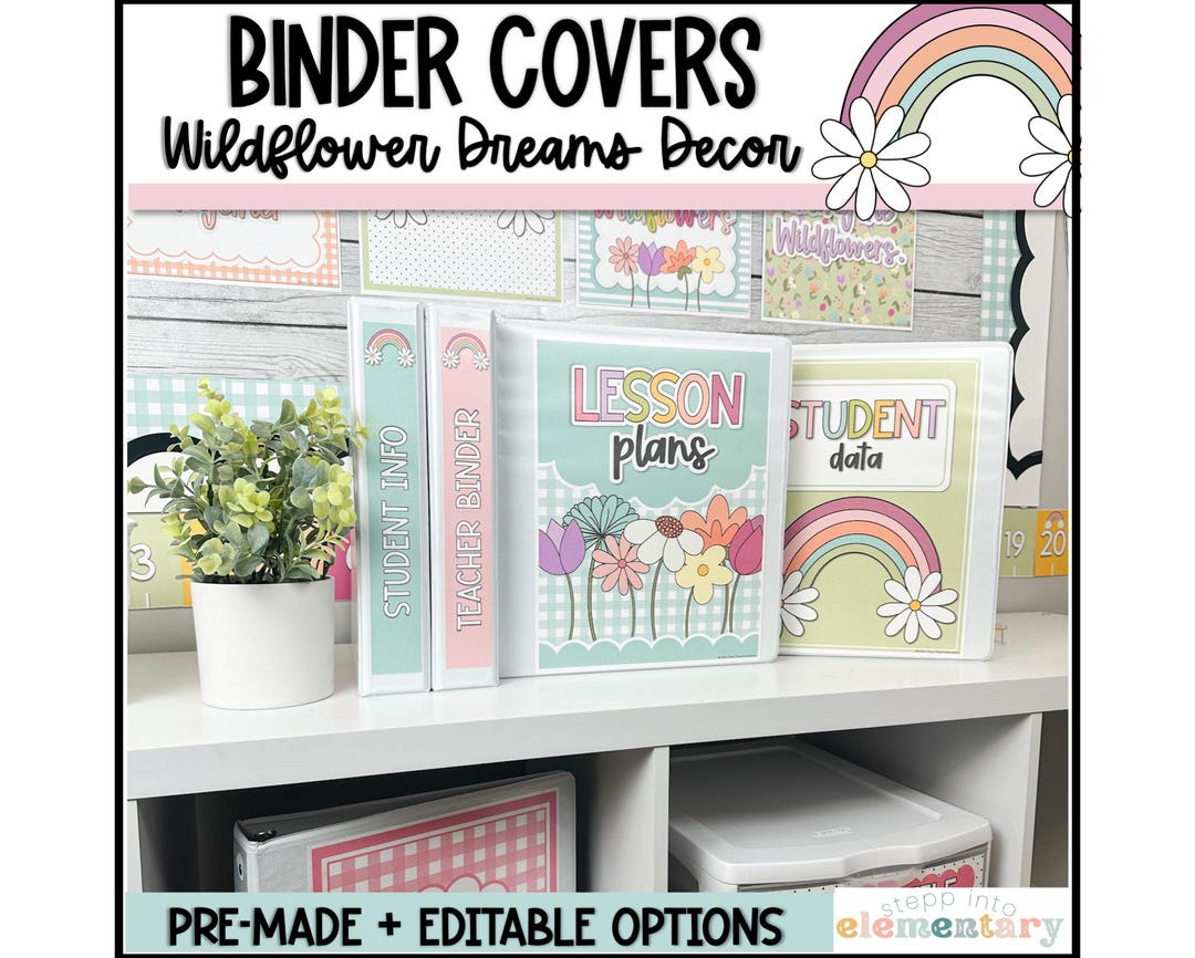 Wildflower Dreams Binder Covers & Spines | Editable | Trendy + Modern ...