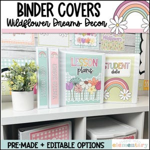 Wildflower Dreams Binder Covers & Spines | Editable | Trendy + Modern ...