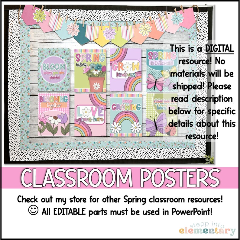 Spring Classroom Posters Set | Wildflower, Butterfly Theme (digital ...
