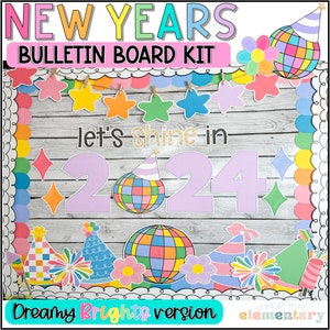New Years Bulletin Board Kit | BRIGHT Colors | Trendy New Years ...