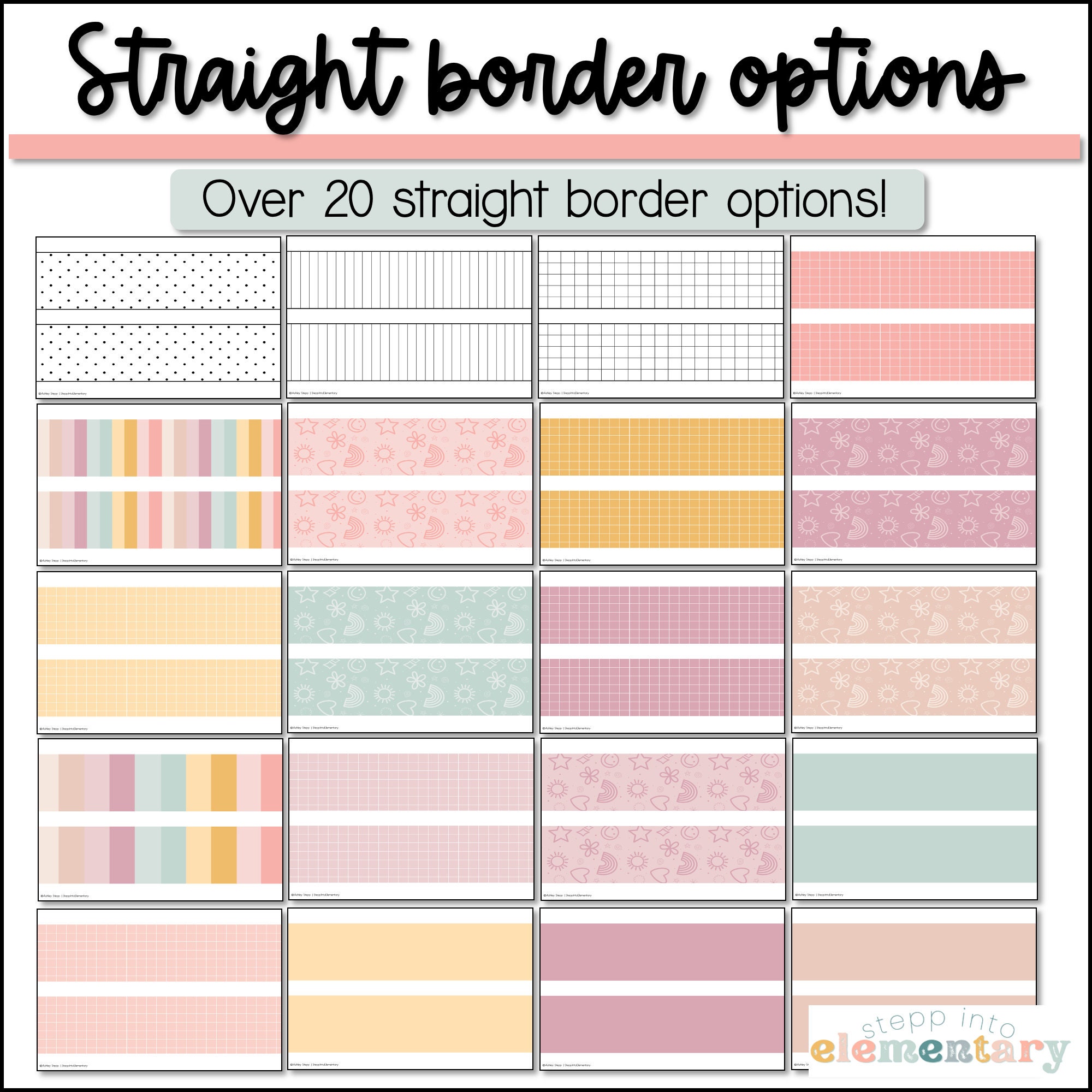 Pastel Doodles Bulletin Board Border Set | Pastel Classroom Decor ...