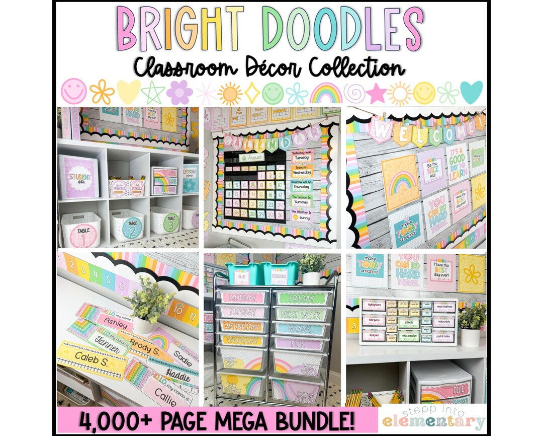 Bright Doodles Classroom Decor | Trendy + Simple Classroom Decor 4,000 ...