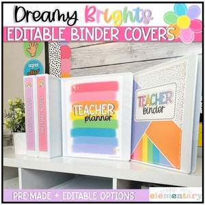 Dreamy Brights Binder Covers & Spines | Editable | Trendy + Bright ...