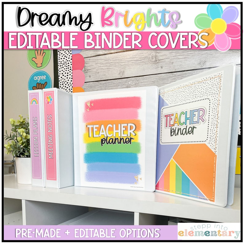 Dreamy Brights Binder Covers & Spines | Editable | Trendy + Bright ...