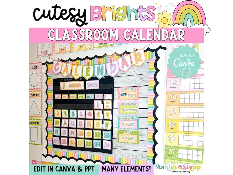 Pastel Classroom Calendar Set | Brights Decor (digital Download) - Etsy