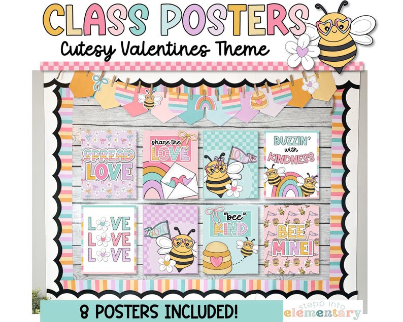 Cutesy Valentines Classroom Posters | Bulletin Board Decor (PDF) - Etsy