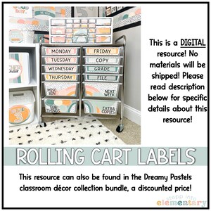 Dreamy Pastels Rolling Cart Labels | Teacher Cart | Classroom ...