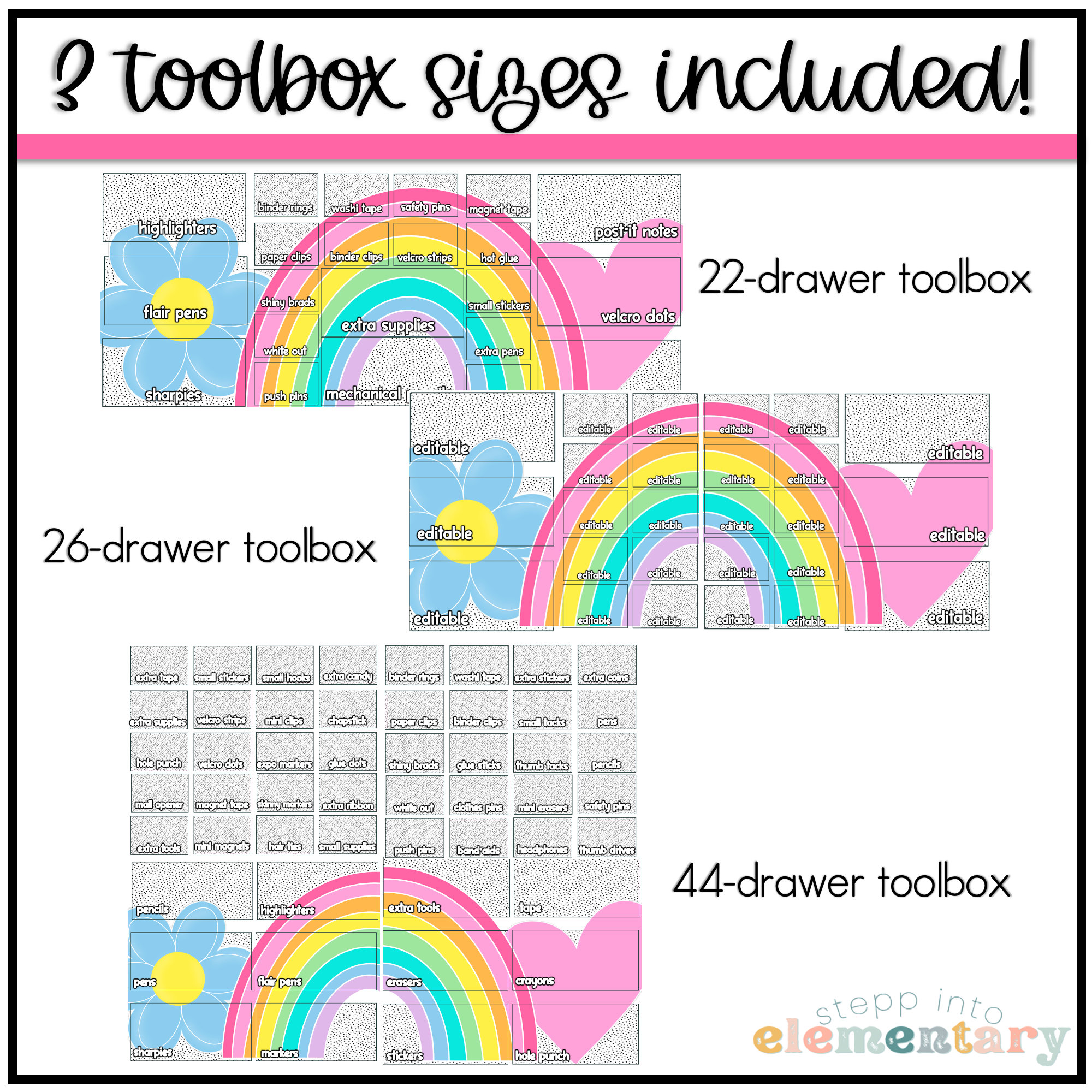Dreamy Brights Teacher Toolbox Labels Classroom Organization - Etsy