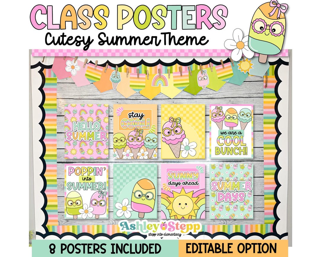 Summer Classroom Posters Set | Cutesy Summer Inspirational Posters ...