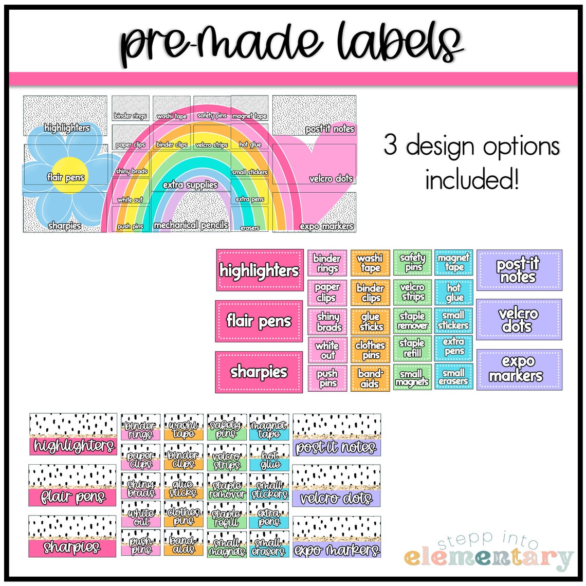 Dreamy Brights Teacher Toolbox Labels Classroom Organization - Etsy