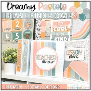Dreamy Pastels Binder Covers & Spines | Editable | Trendy + Pastel ...
