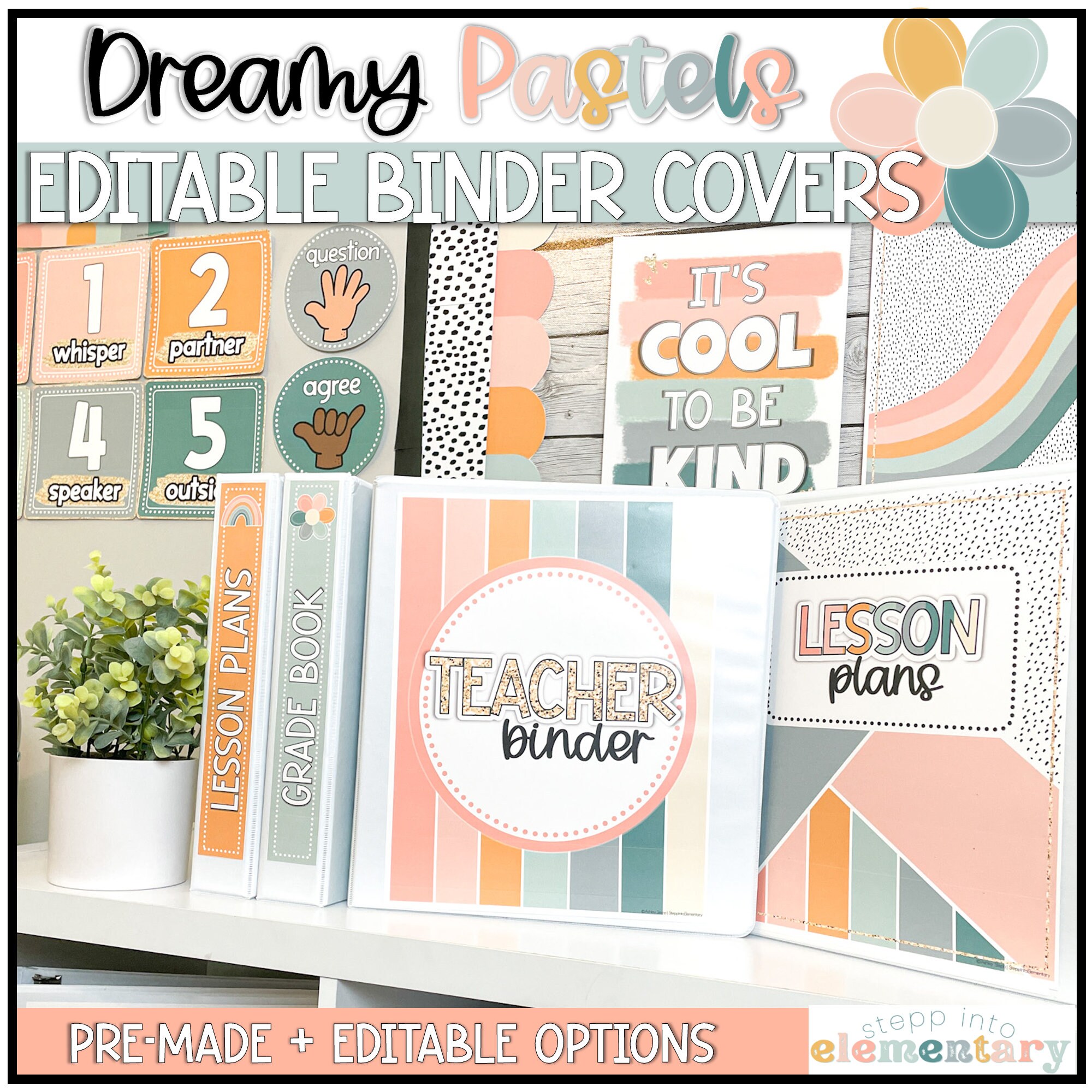 Dreamy Pastels Binder Covers & Spines | Editable | Trendy + Pastel ...