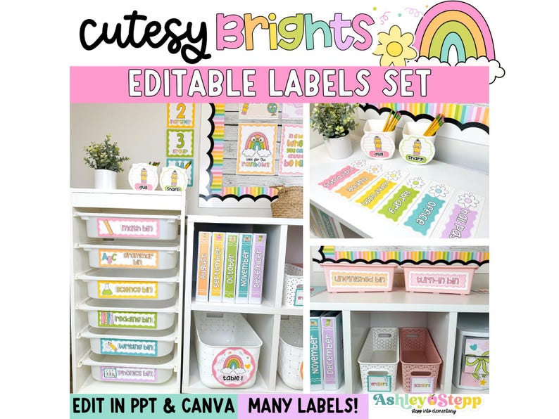 Cutesy Brights Classroom Labels Set | Teacher Organization | Pastel ...