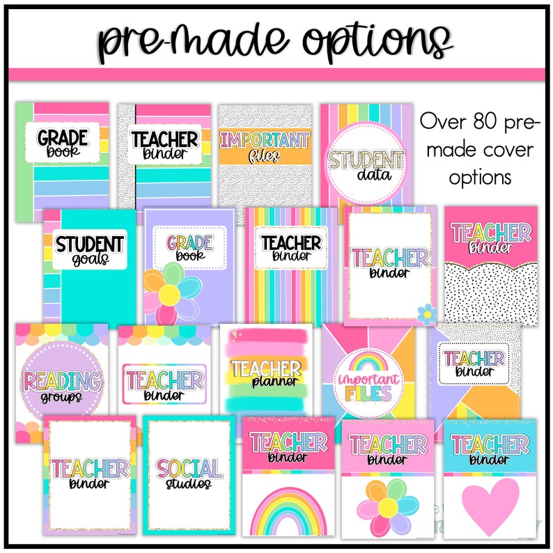 Dreamy Brights Binder Covers & Spines | Editable | Trendy + Bright ...