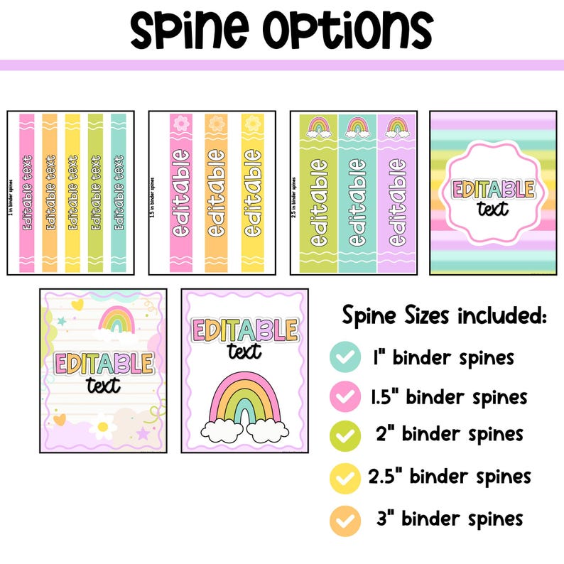 Cutesy Brights Binder Covers & Spines | Editable | Pastel+ Bright ...