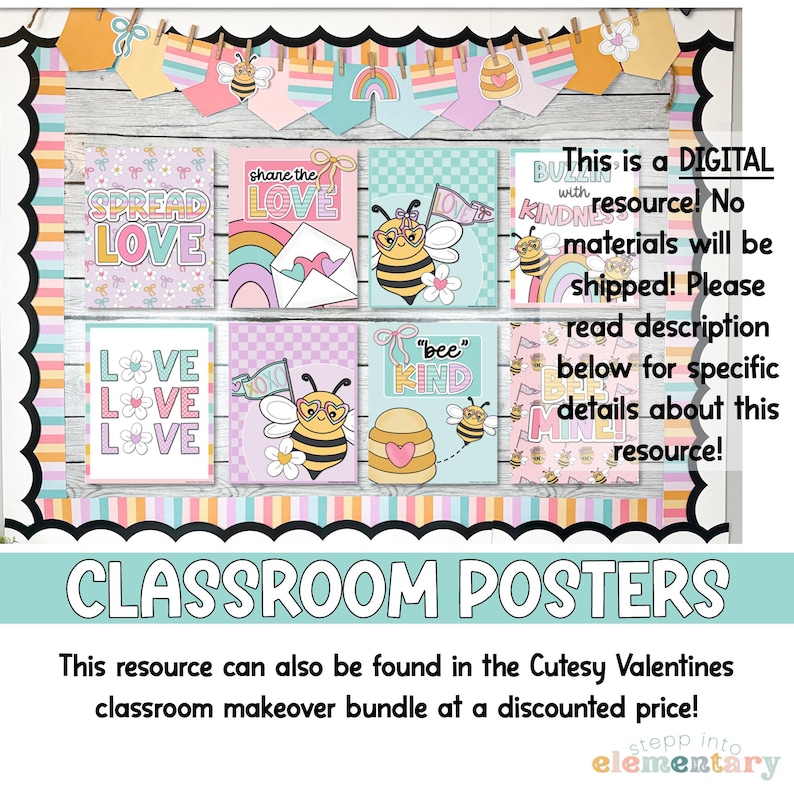 Cutesy Valentines Classroom Posters | Bulletin Board Decor (PDF) - Etsy