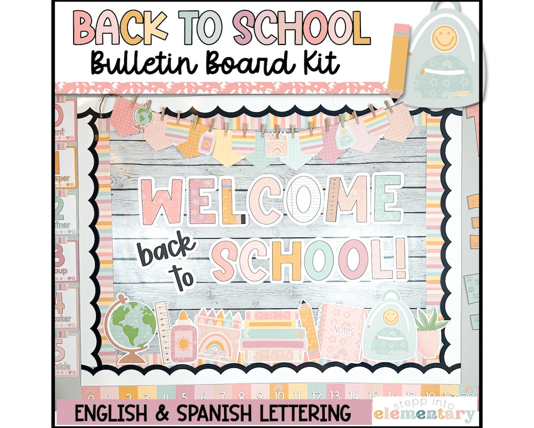 Back to School Bulletin Board Kit | Pastel Doodles Decor | Bulletin ...
