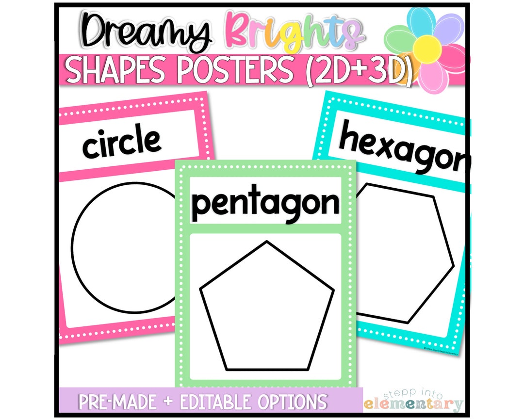 Dreamy Brights Shape Posters | Math Posters | 2D & 3D Shapes | Trendy ...