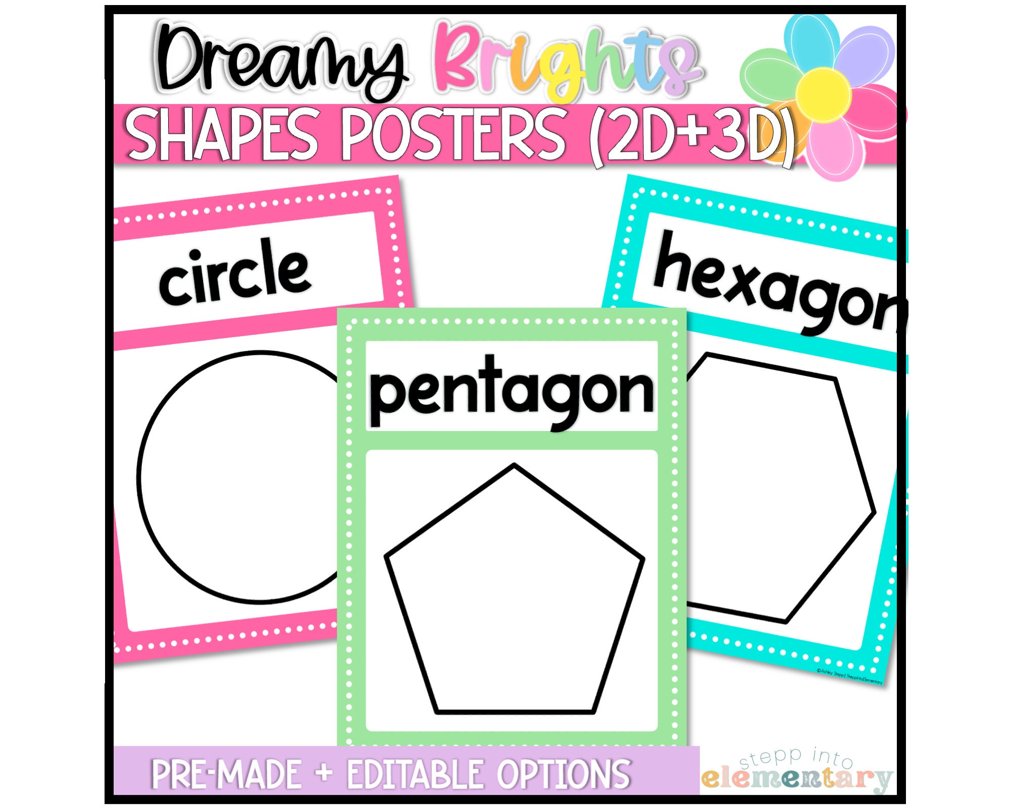 Dreamy Brights Shape Posters | Math Posters | 2D & 3D Shapes | Trendy ...