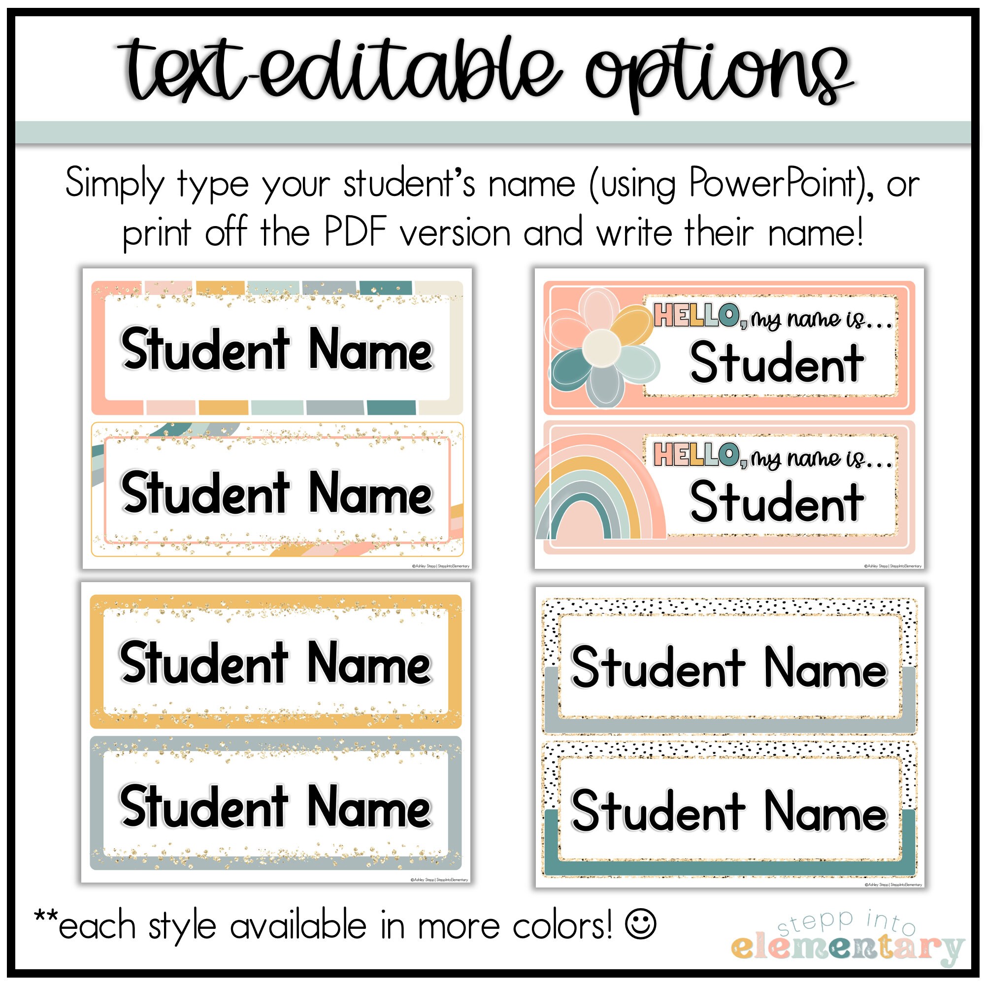 Dreamy Pastels Student Name Plates | Desk Plate Tags | Editable ...