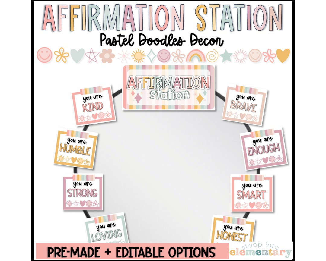 Pastel Doodles Affirmation Station | Student Affirmations | Editable ...