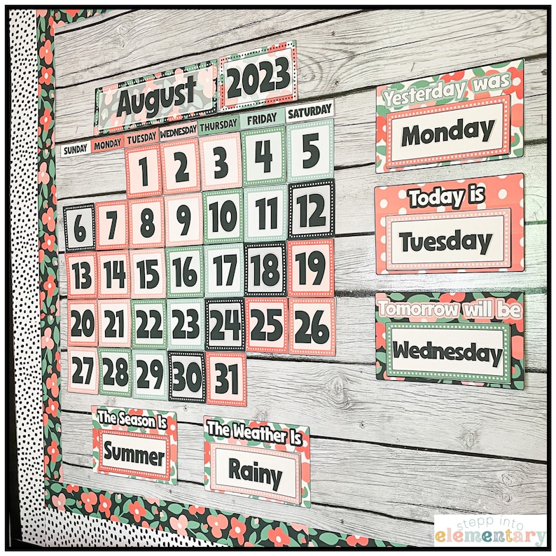 Modern School Style Classroom Calendar Kit Pocket Chart - Etsy