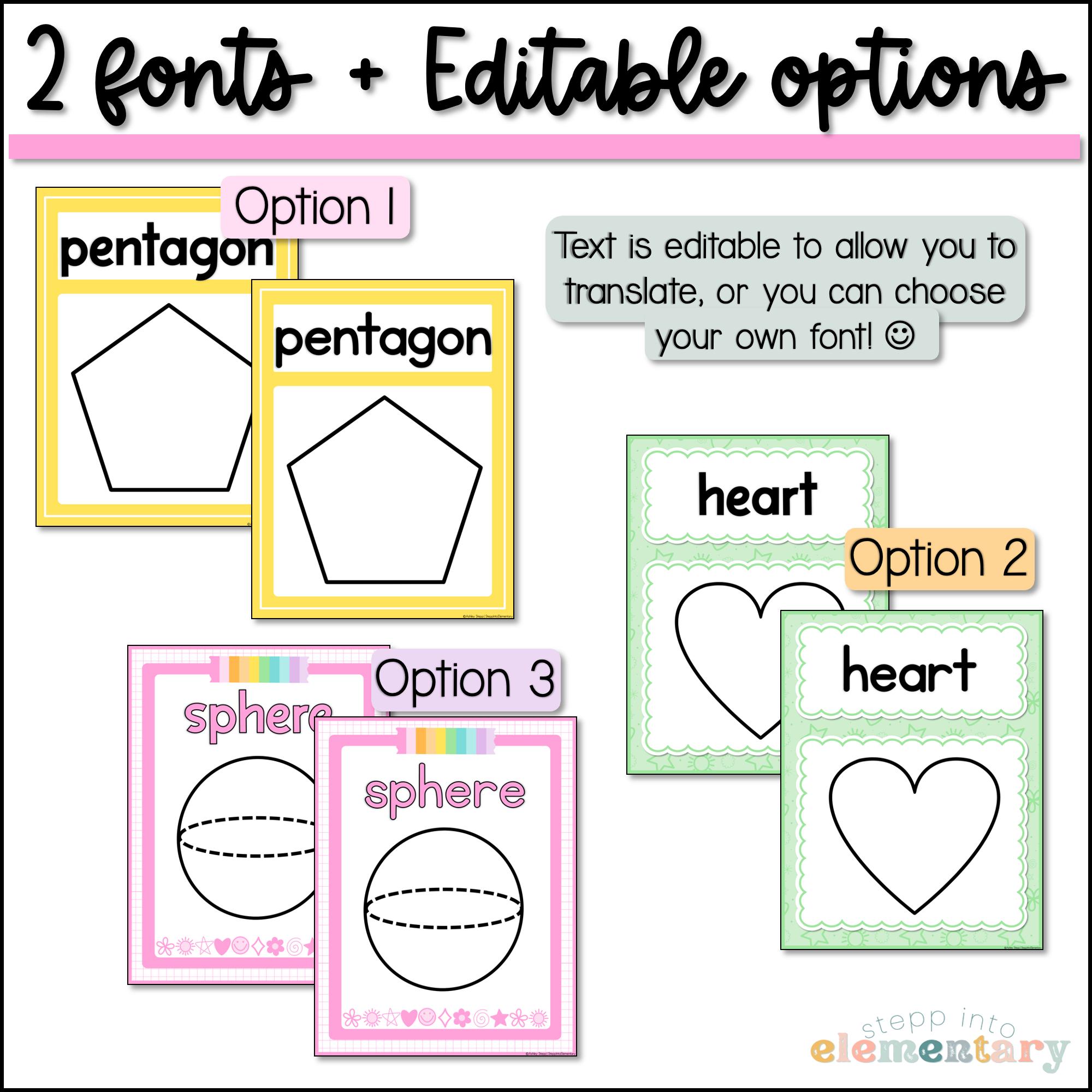 Bright Doodles Shape Posters | 2D 3D Classroom Decor (digital Download ...