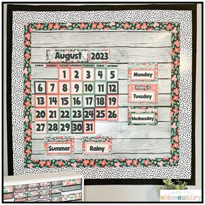 Modern School Style Classroom Calendar Kit | Pocket Chart | Trendy ...