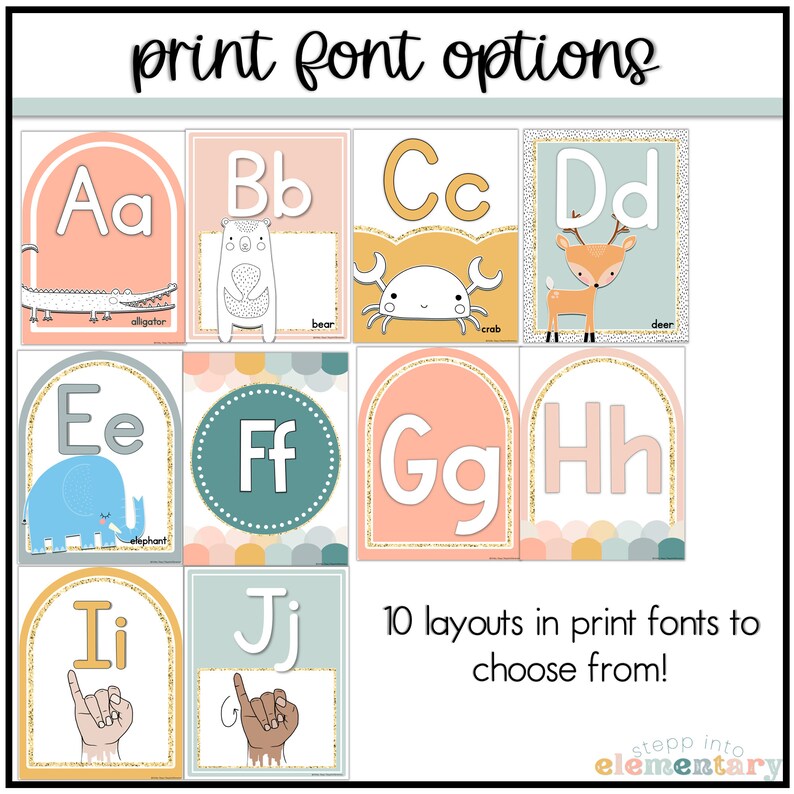 Dreamy Pastels Alphabet Posters Print Cursive Alphabet - Etsy